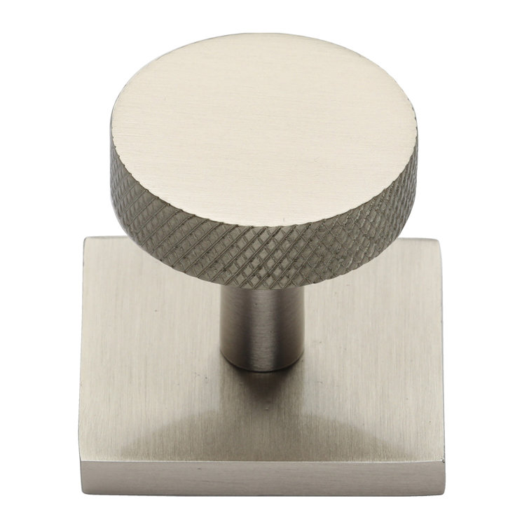Heritage Brass Cabinet Knob Disc Knurled Design with Square Backplate | Wayfair.co.uk